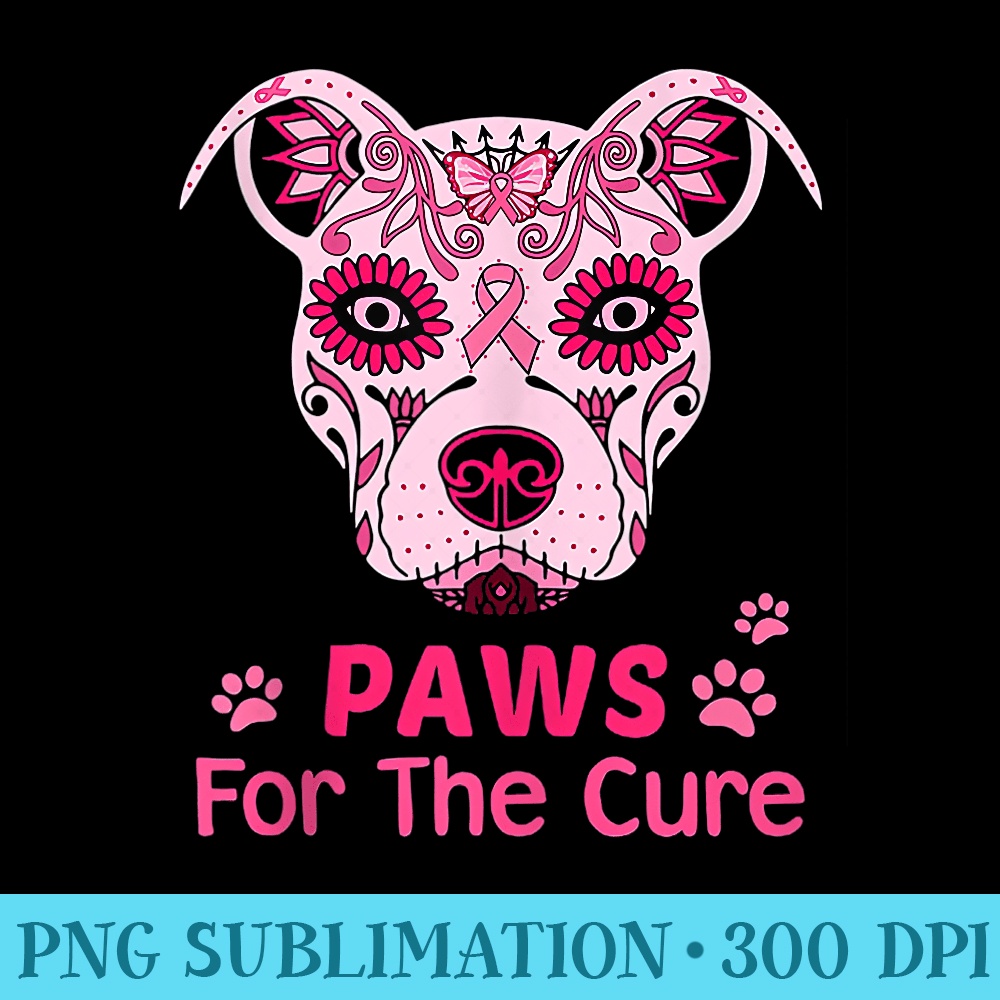Paws For The Cure Pitbull Breast Cancer - PNG Art Files | Inspire Uplift