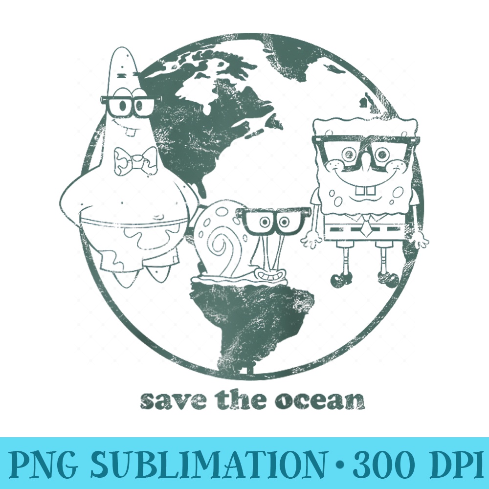 SpongeBob SquarePants Group Save The Ocean Earth Day Text Ra | Inspire ...