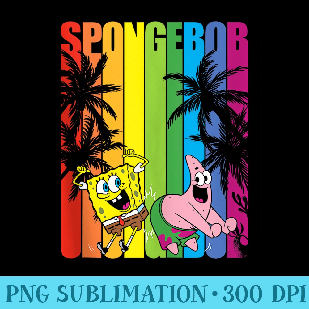 SpongeBob SquarePants SpongeBob Patrick Rainbow Palm Trees - | Inspire ...