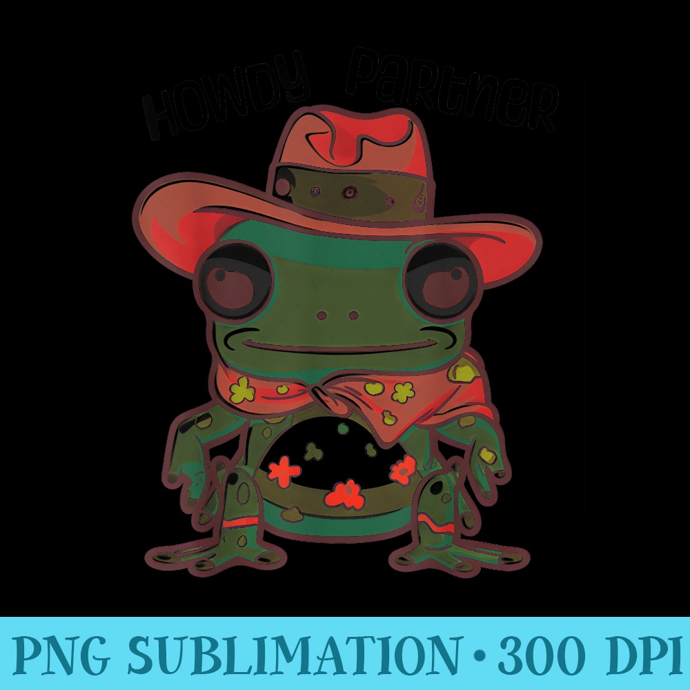 Kawaii Cowboy Frog Funny Western Frog Country Howdy Partner | Inspire ...