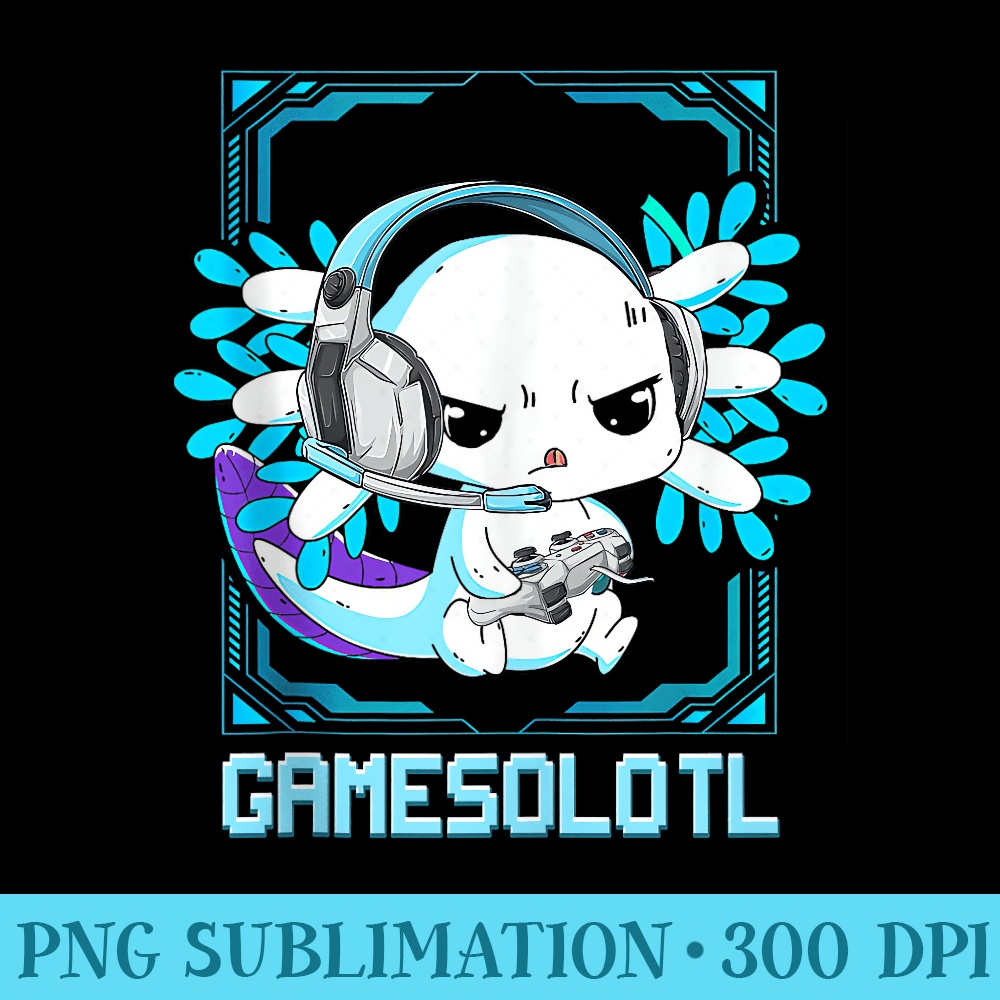 Gamesolotl Axolotl Video Gamer Kawaii Anime ns - PNG Picture | Inspire ...