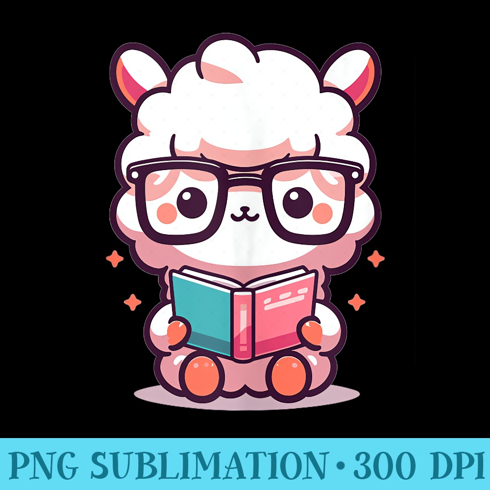 Adorable Book Lover Alpaca With Reading Glasses Cute - Shirt | Inspire ...