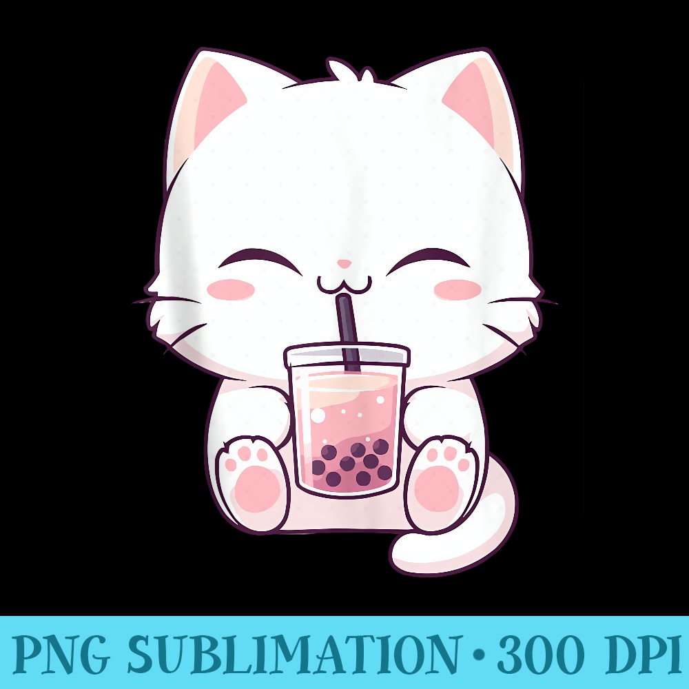 Cute Neko Cat Boba Tea Kawaii Anime Bubble Tea Cat - PNG Dow | Inspire ...