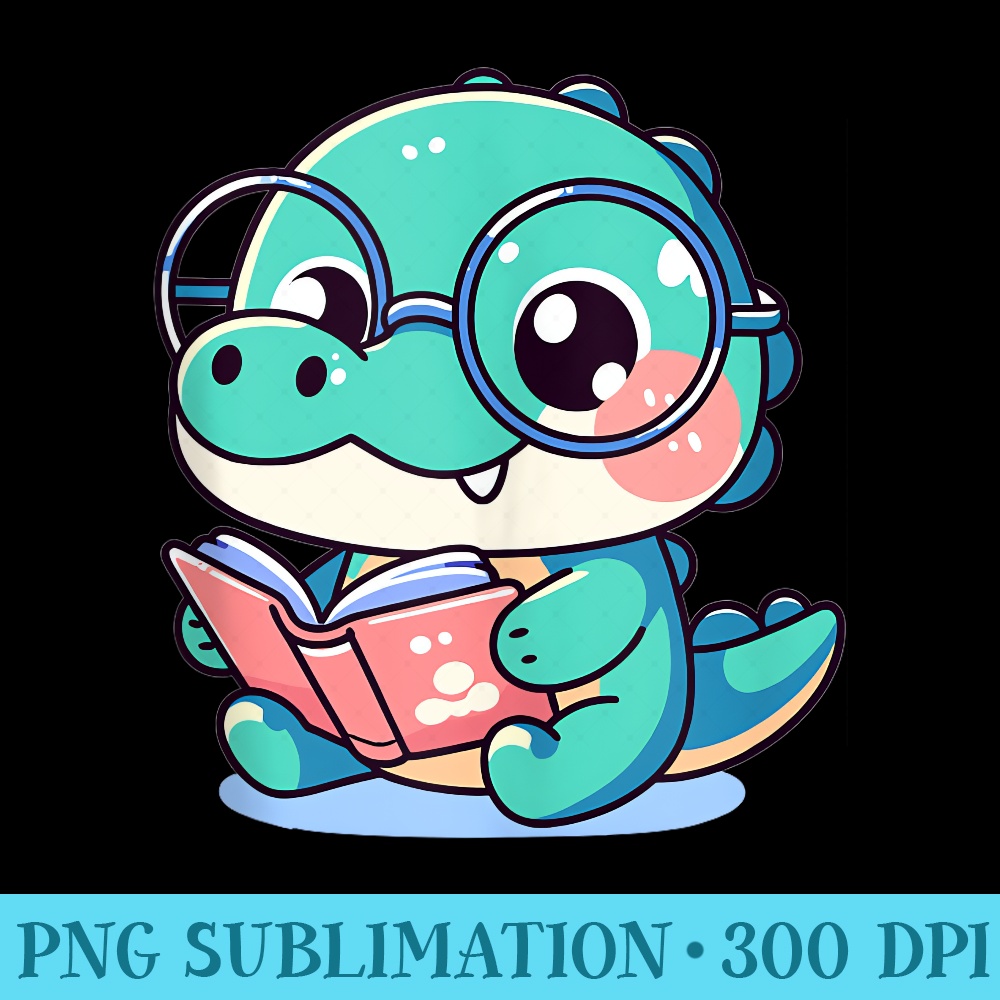 Adorable Book Lover Alligator With Reading Glasses Cute - PN | Inspire ...