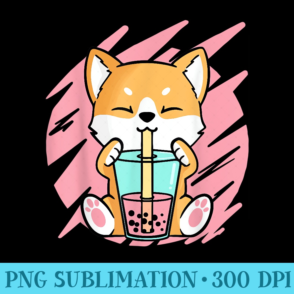 Kawaii Shiba Inu Dog Bubble Tea Boba Anime Neko Japan - Subl | Inspire ...