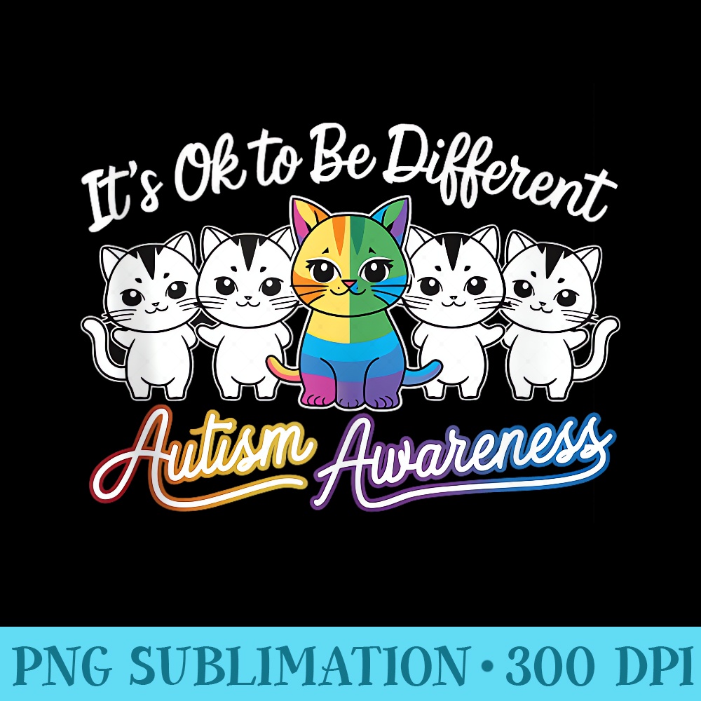 Autism Awareness Its Ok to Be Different Kawaii Cats - Free T | Inspire ...