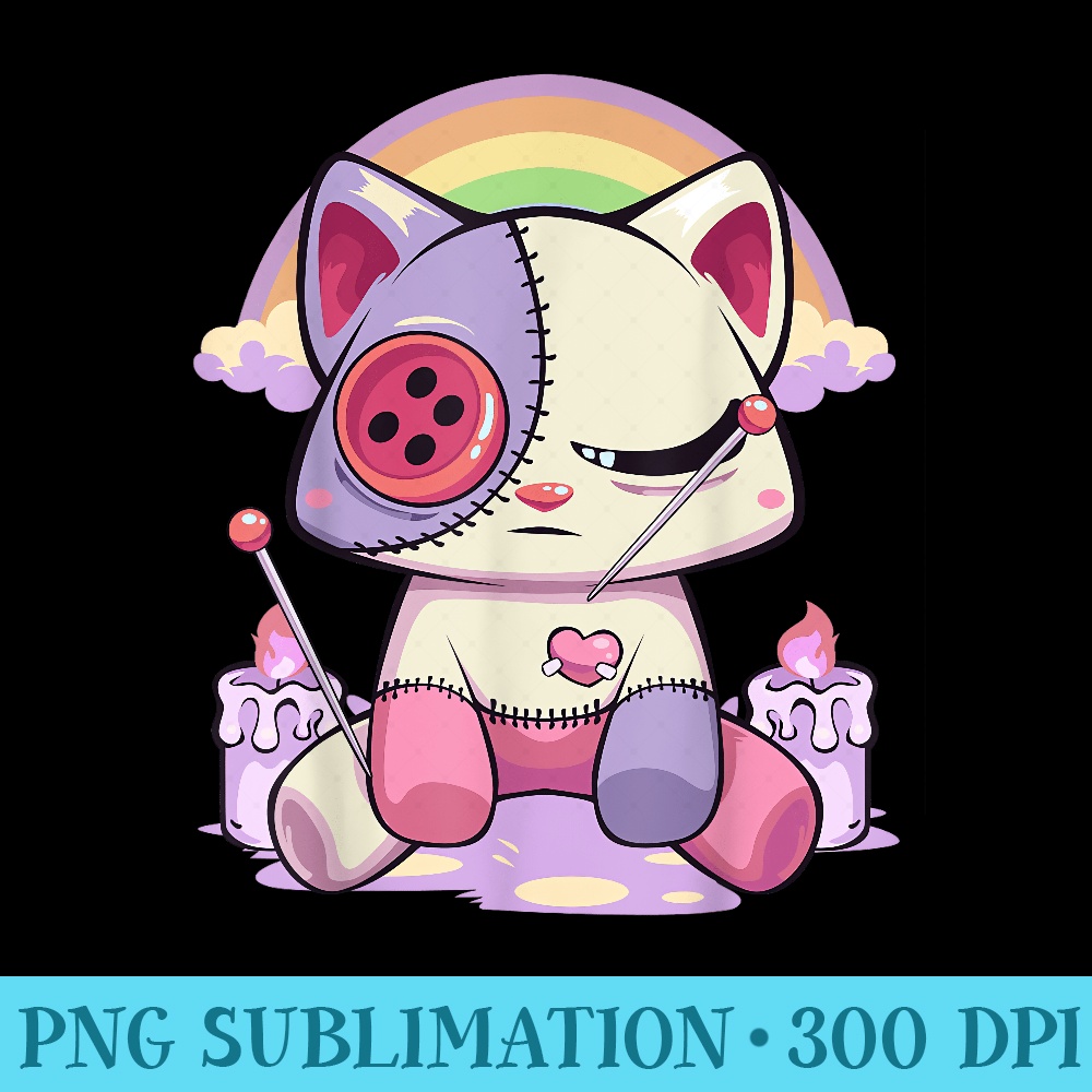Pastel Goth Kawaii Menhera Sad Creepy Voodoo Doll Cat - PNG | Inspire ...