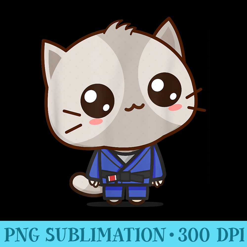Brazilian Jiu Jitsu Black Belt Combat Sport Cute Kawaii Cat | Inspire ...