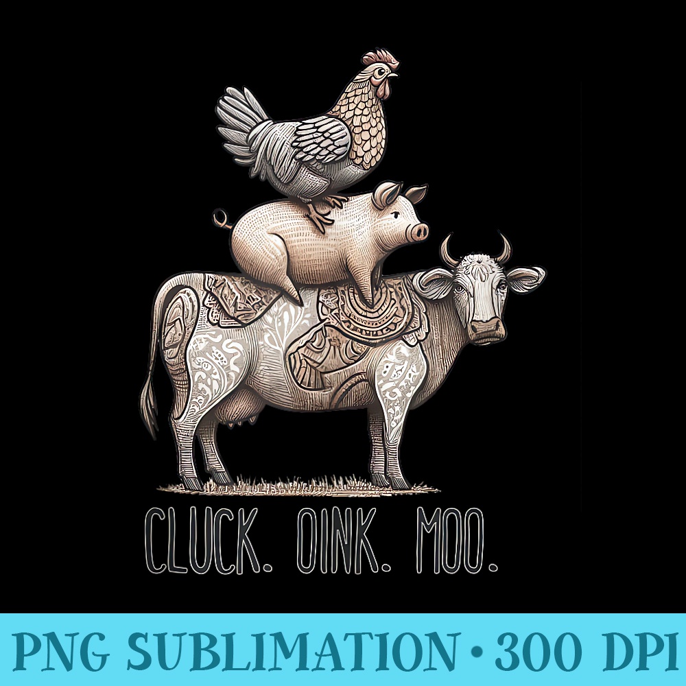 Farm Animal Stack Illustration Cluck Oink Moo - PNG Download | Inspire ...