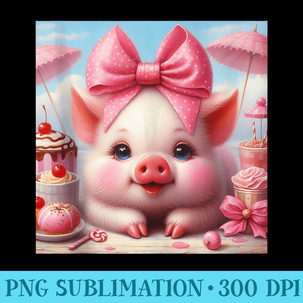 Pig Pink Bows - PNG File Download | Inspire Uplift