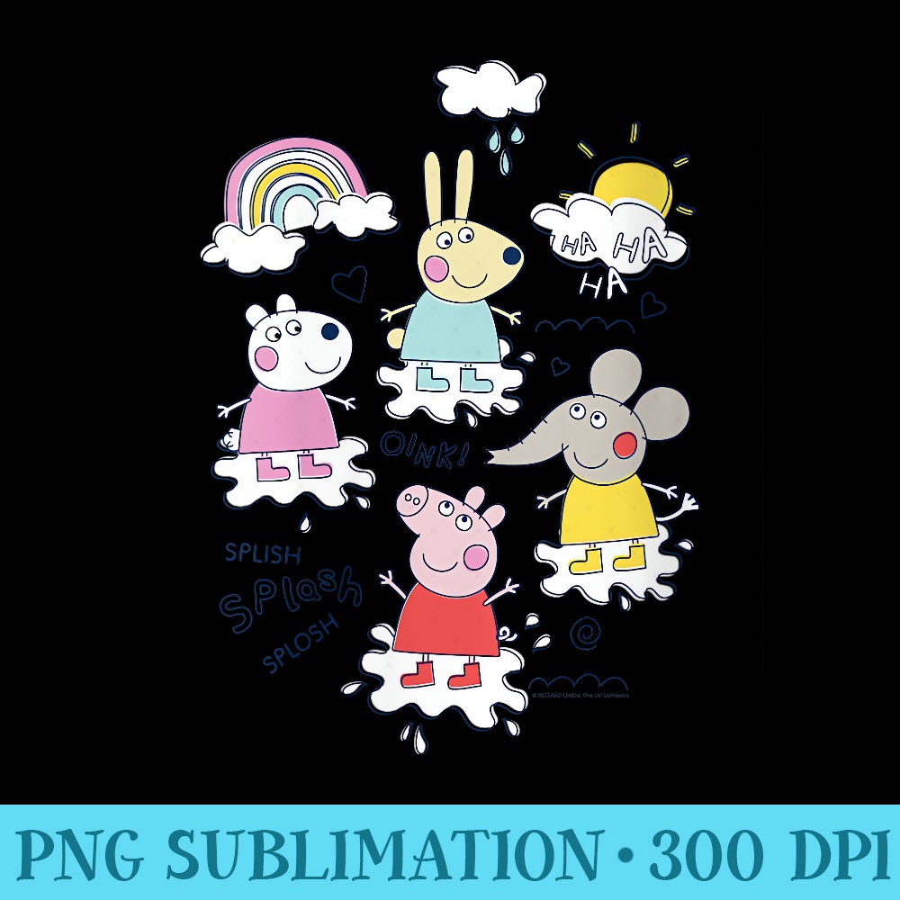 Peppa Pig Splish Splash Splosh Friends Playing In Puddles - | Inspire ...