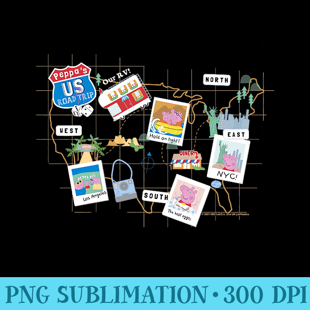 Peppa Pig Travel Map US Road Trip Premium - High Quality PNG | Inspire ...