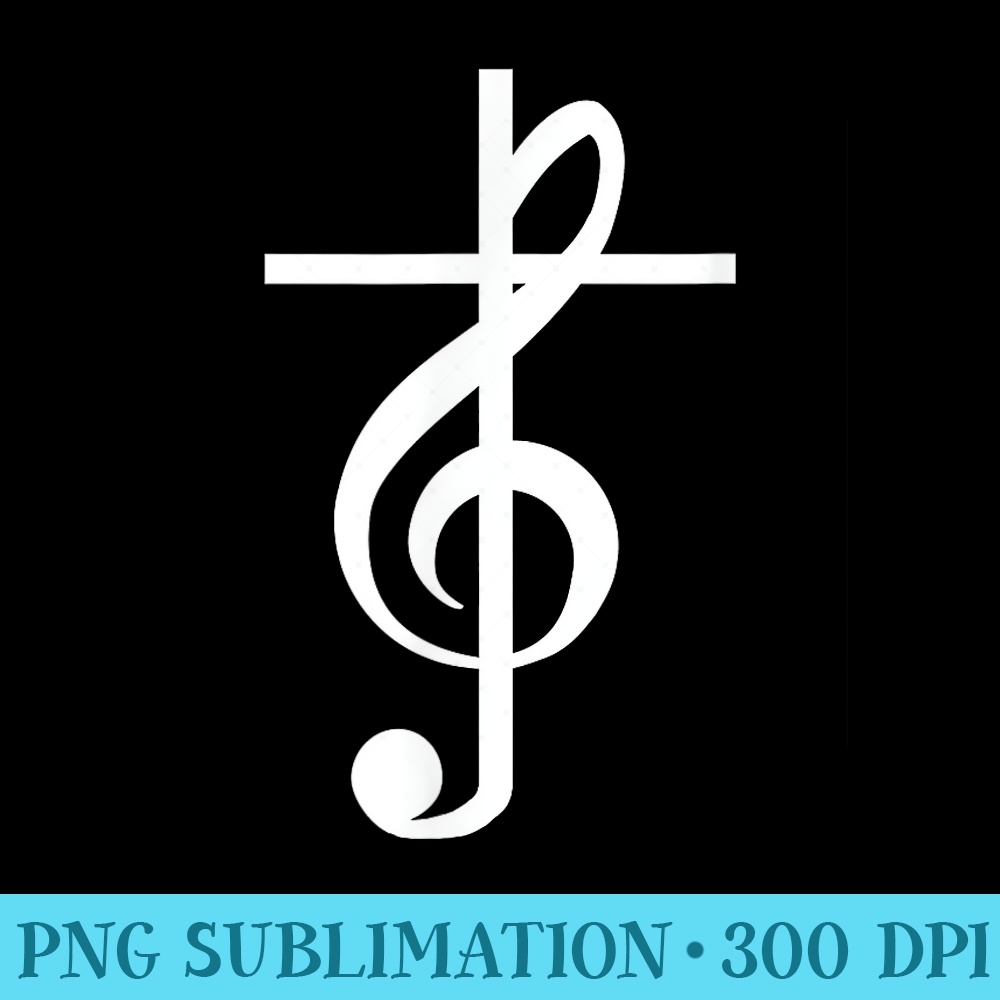 Christian Music Cross Treble Clef Musical T - PNG design ass | Inspire ...