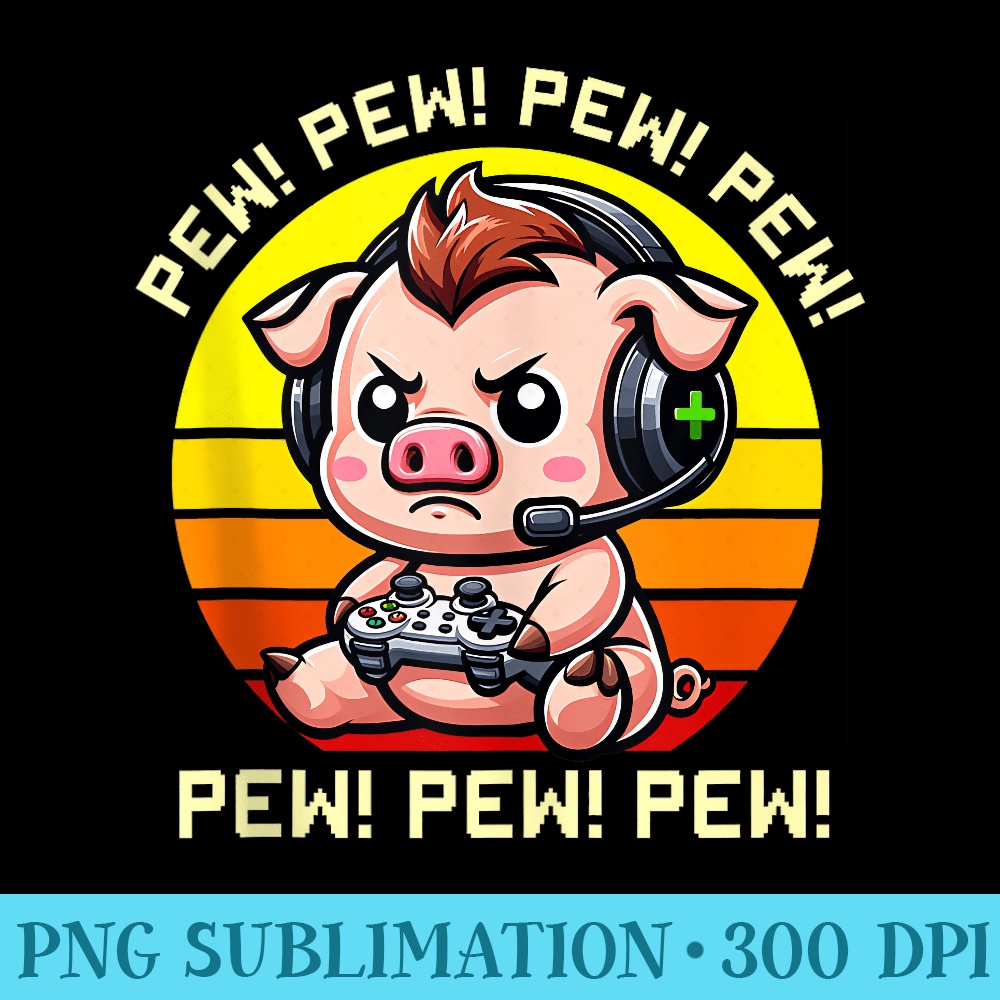 Video Games Pew Pig Gamer Video Sunset Girls - PNG Art Files | Inspire ...