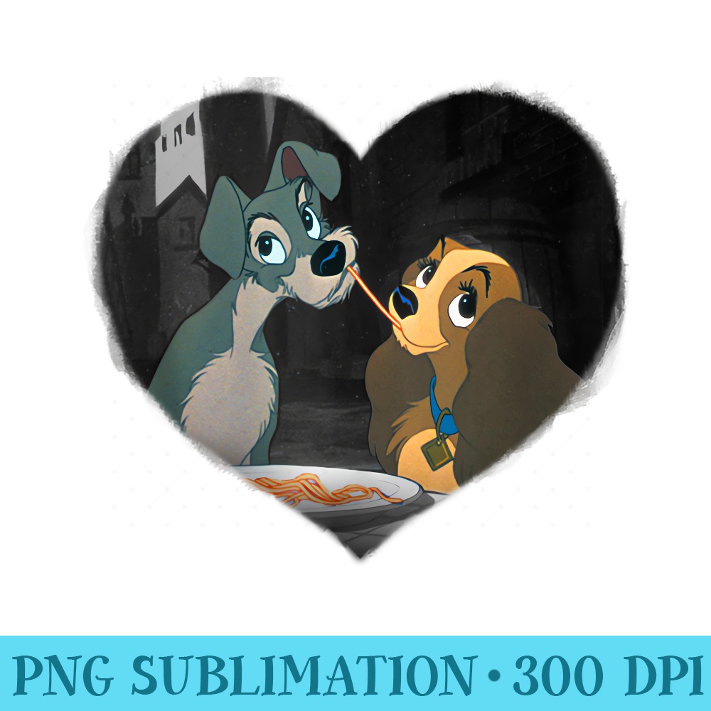 Lady and the Tramp Spaghetti Kiss Heart - Unique Sublimation | Inspire ...
