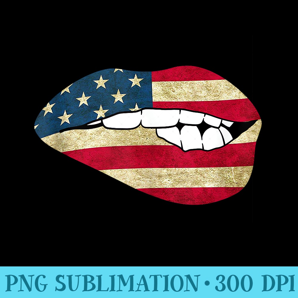 American Flag Lips Biting Mouth Kissing USA Kiss 4th of July | Inspire ...