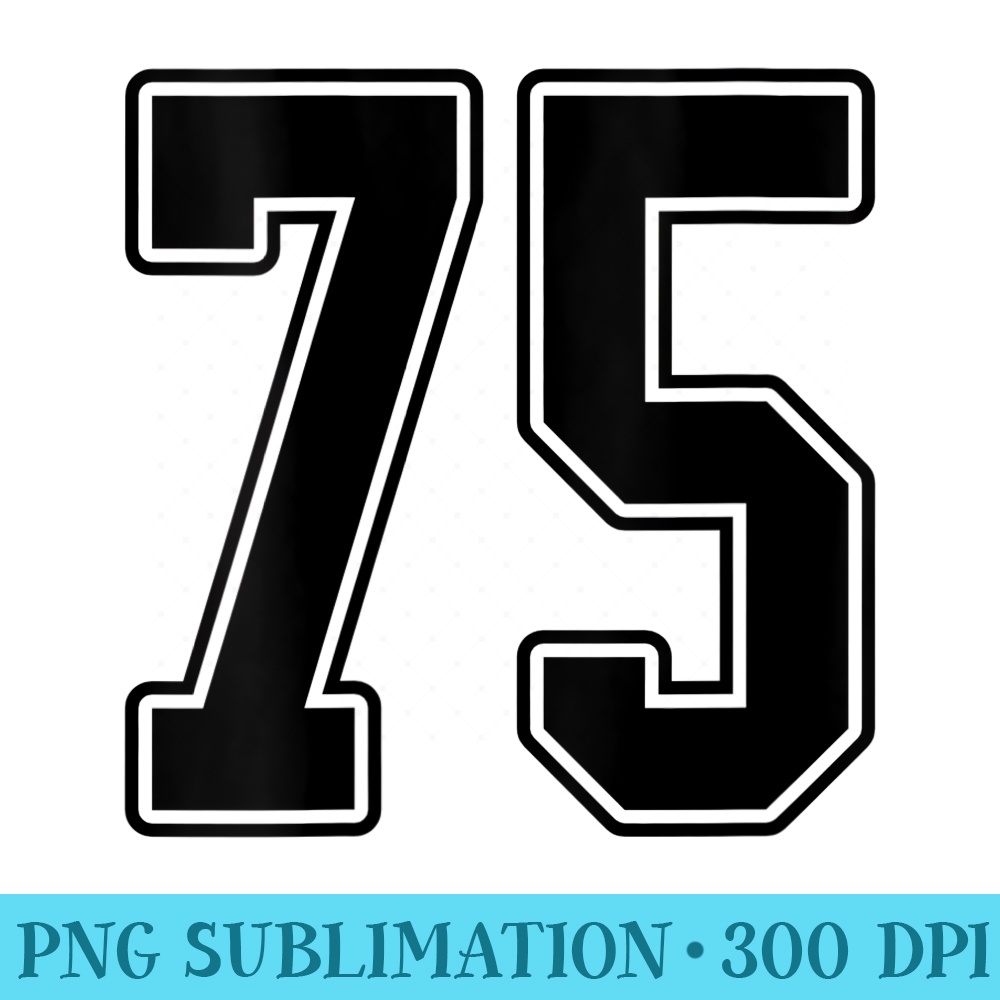 s 75 Black Outline Number 75 Sports Fan Jersey Style Easy - | Inspire ...