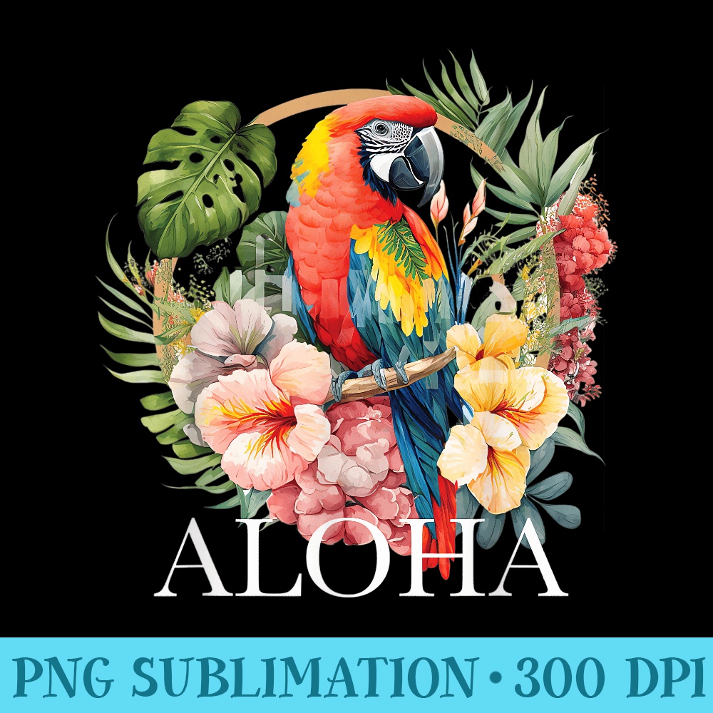 Aloha Parrot Tropical Bird Vacation Beach Flower - PNG Downl | Inspire ...