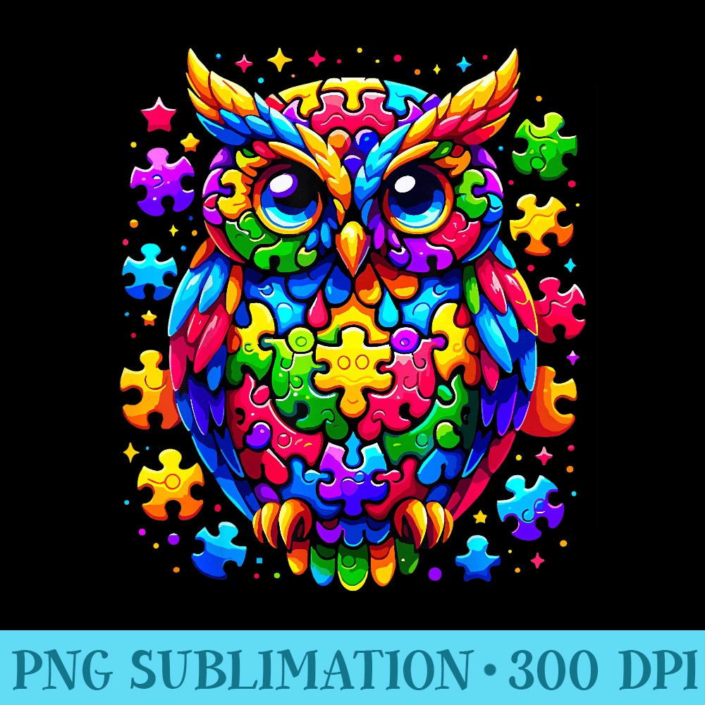 Autism Awareness Owl Puzzle - High Resolution PNG Designs | Inspire Uplift