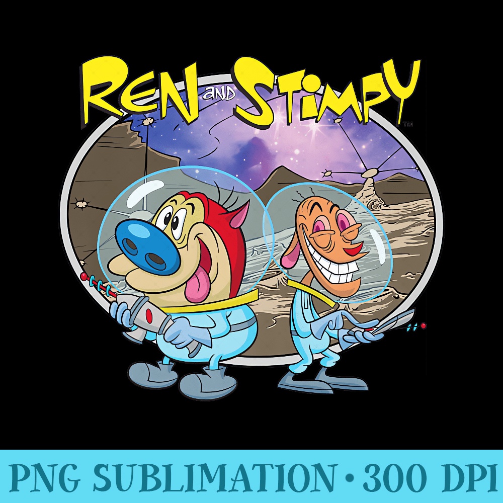 Ren And Stimpy In Space Suits On The Moon Premium - PNG File | Inspire ...
