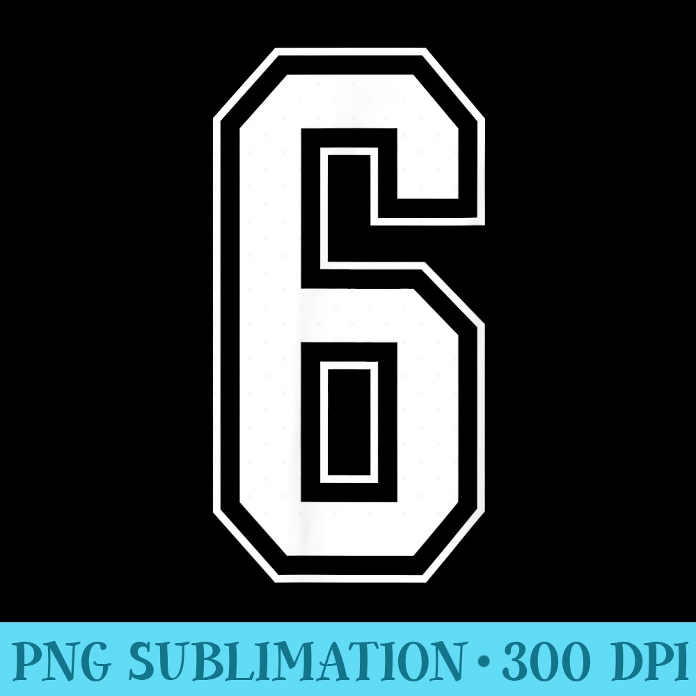 Varsity Jersey Number 6 - Transparent PNG File Download | Inspire Uplift