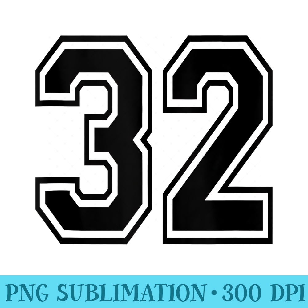 32 Numbered College Sports Team black front back - PNG Downl | Inspire ...