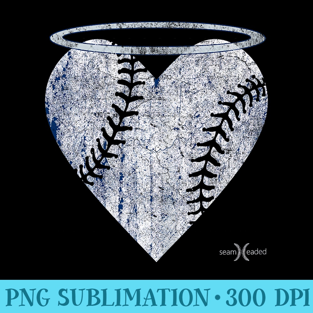 Vintage Angel Baseball Heart with Halo - Unique PNG Artwork | Inspire ...