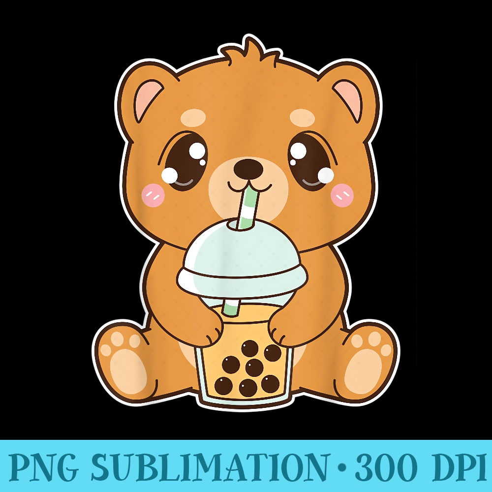 Kawaii Cute Boba Grizzly Bear Mango Bubble Pearl Milk Tea - - Inspire ...