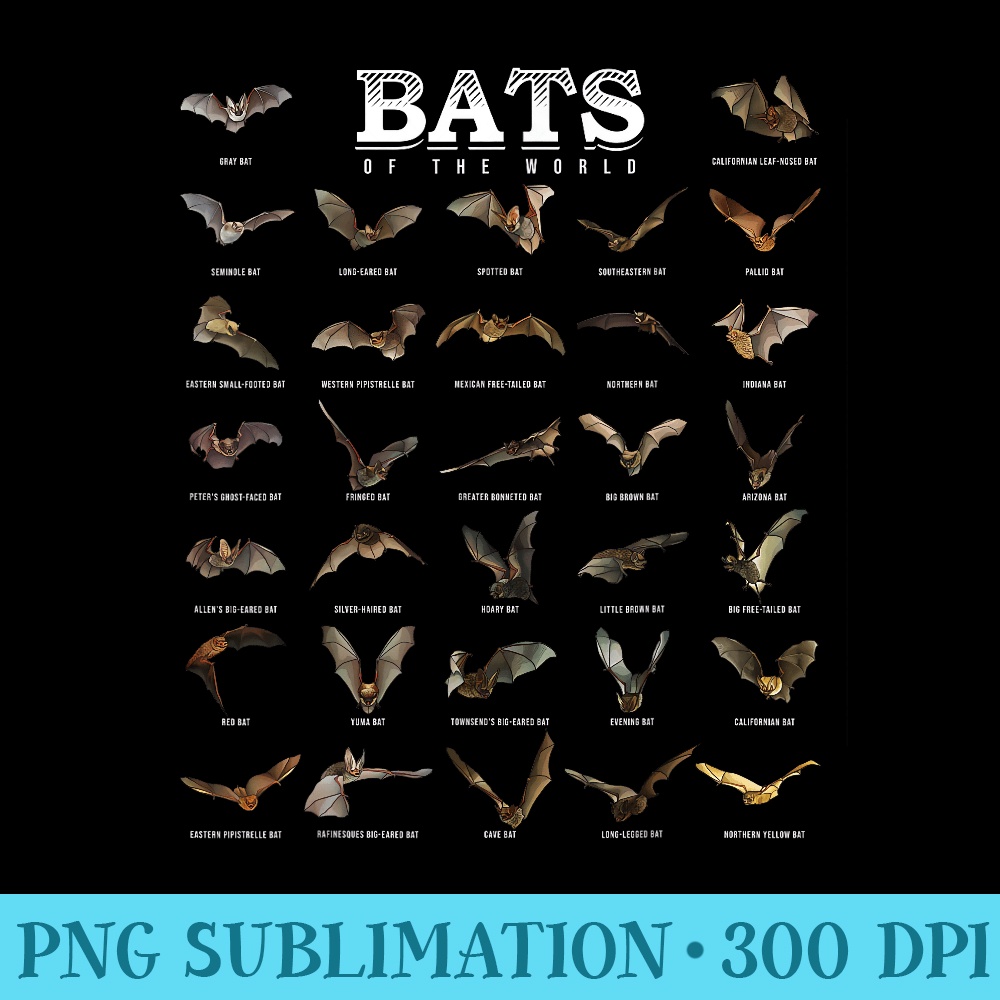 Bats Of The World Funny Bat Lover Biology Science Teacher - | Inspire Uplift