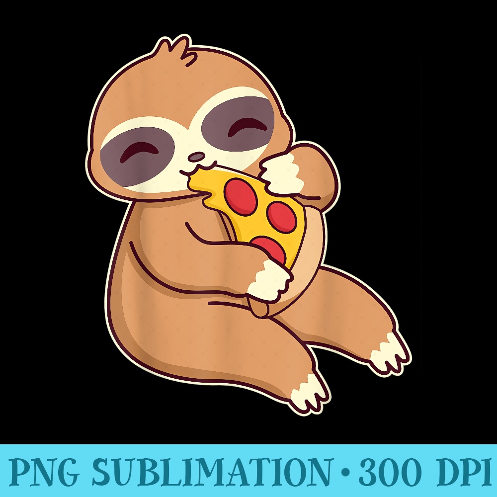 Cute Kawaii Sloth Eating Pizza - High Resolution PNG Downloa | Inspire Uplift