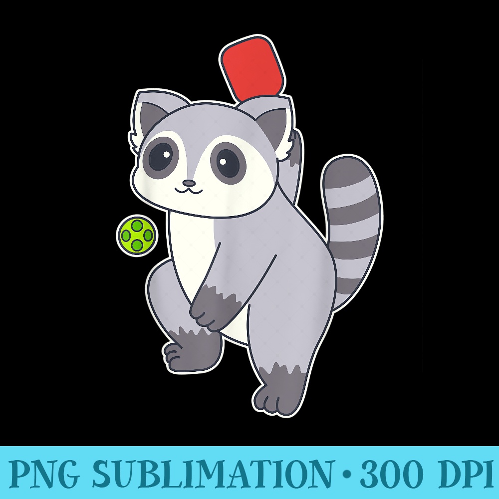 Kawaii Raccoon Playing Pickleball - Transparent Shirt Clip A | Inspire ...