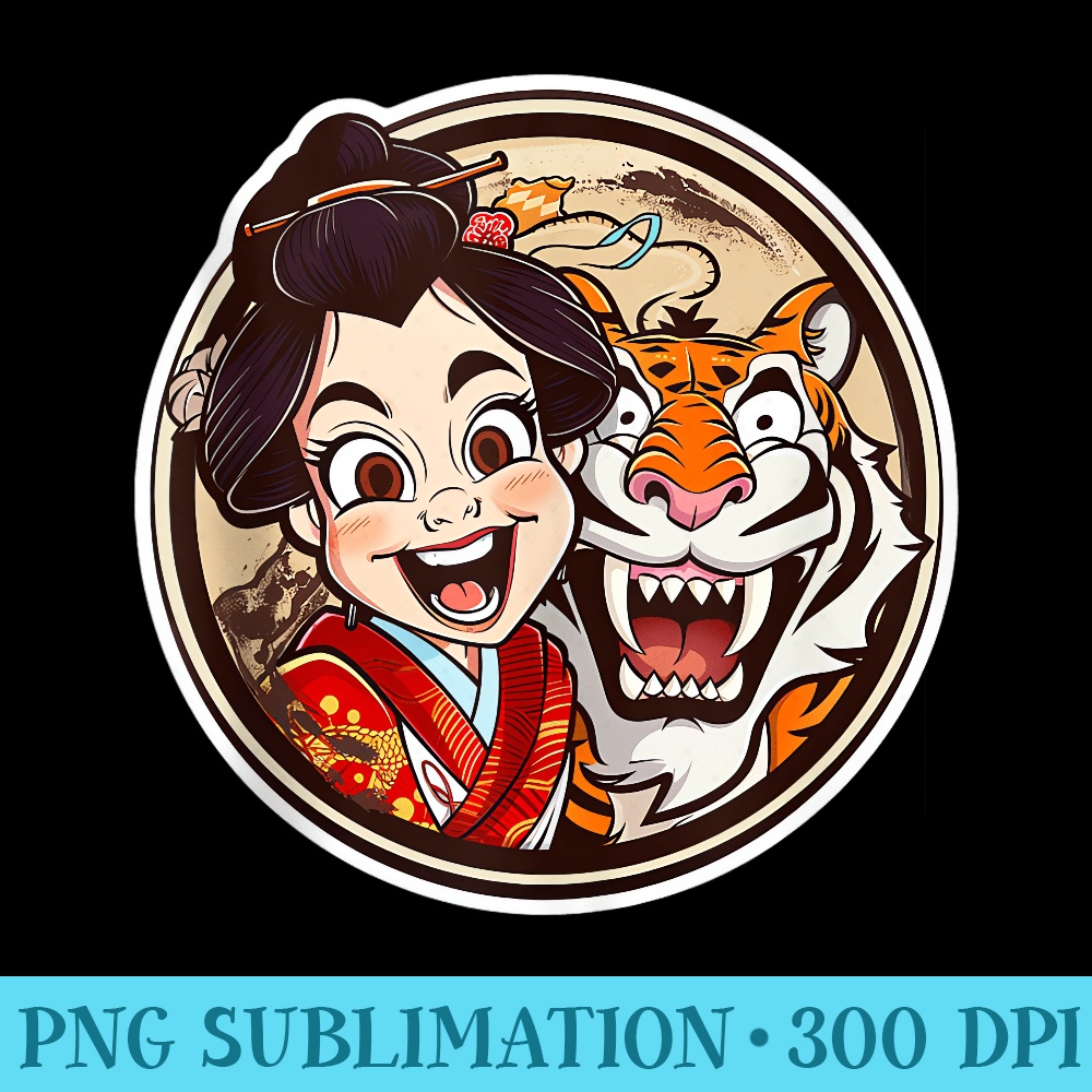 Geisha Cute Adorable Tiger Kawaii Geisha Anime Dreams - PNG | Inspire ...