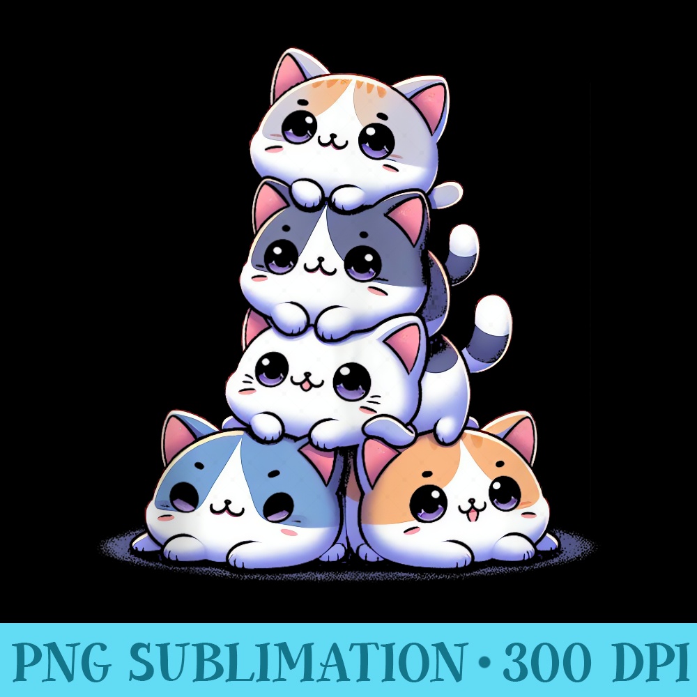 Pile Of Kitty Cats Pile Kawaii Neko Chibi Meowtain Anime - C | Inspire ...