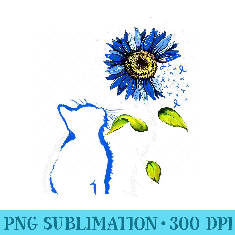 Sunflower Cat Blue Ichthyosis Awareness - PNG Download Butto | Inspire ...