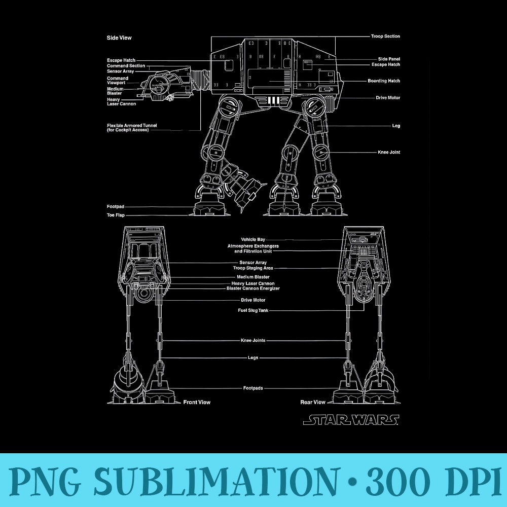 Star Wars ATAT Schematic Poster - Transparent PNG Download | Inspire Uplift