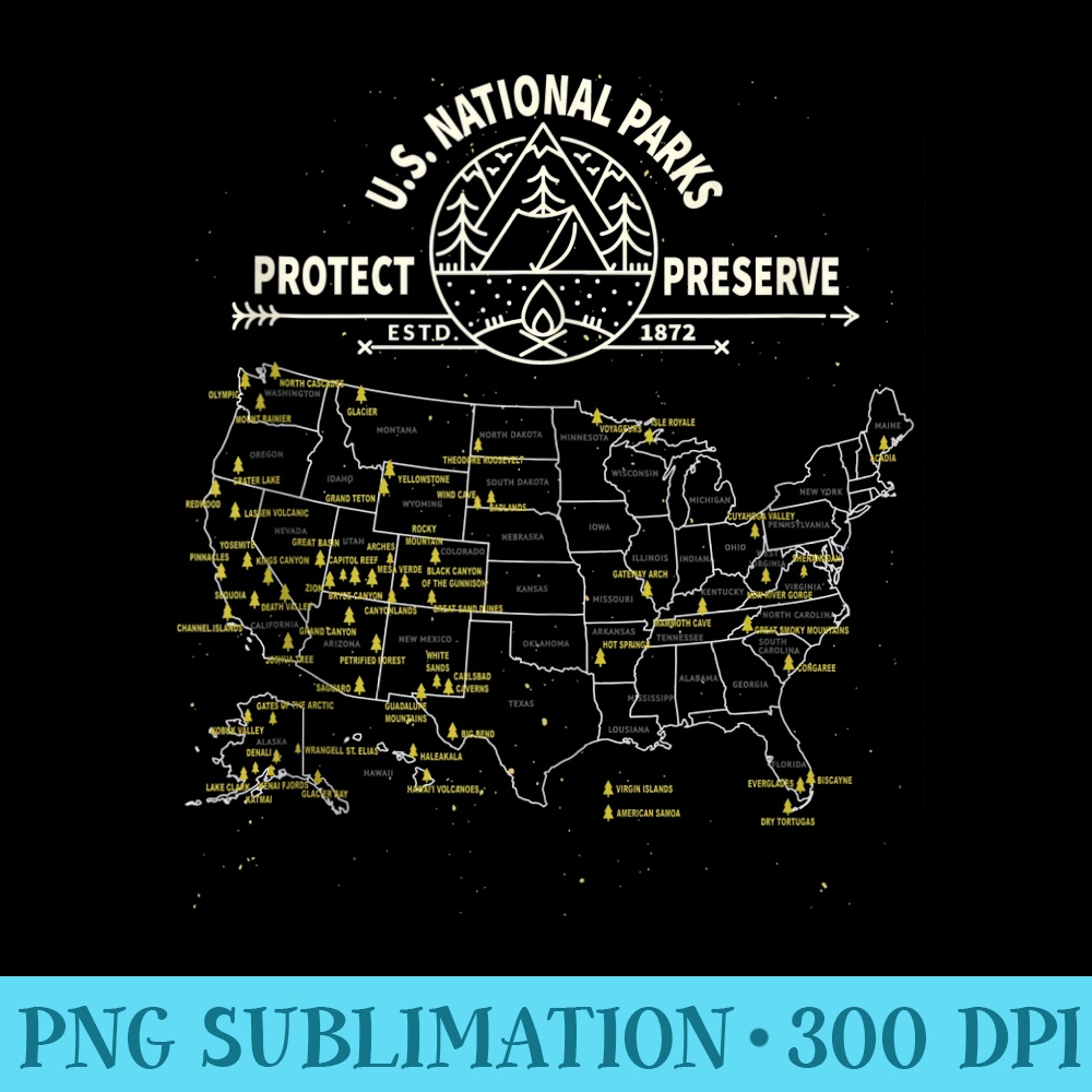 U.S. National Park Camping All 63 US National Parks Map - Un | Inspire ...