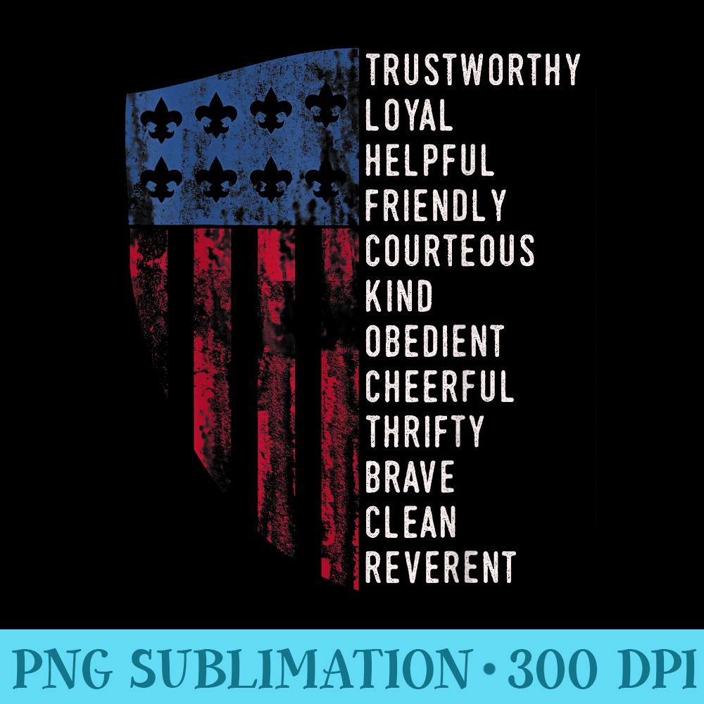 Vintage Scouting US America Flag Scouting Law - PNG Clipart | Inspire ...