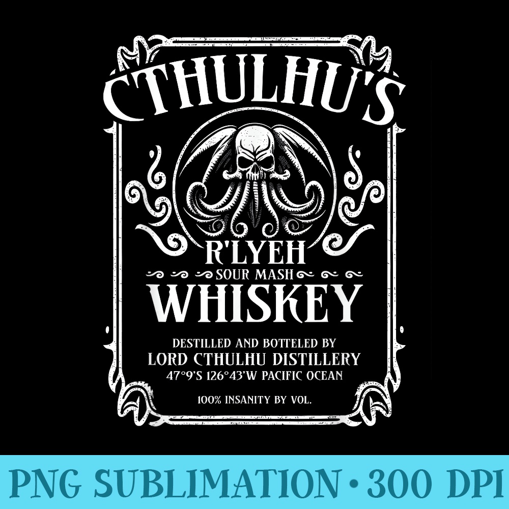 Cthulhu Whiskey Label, Funny Cosmic Horror Cthulhu - PNG Des | Inspire ...