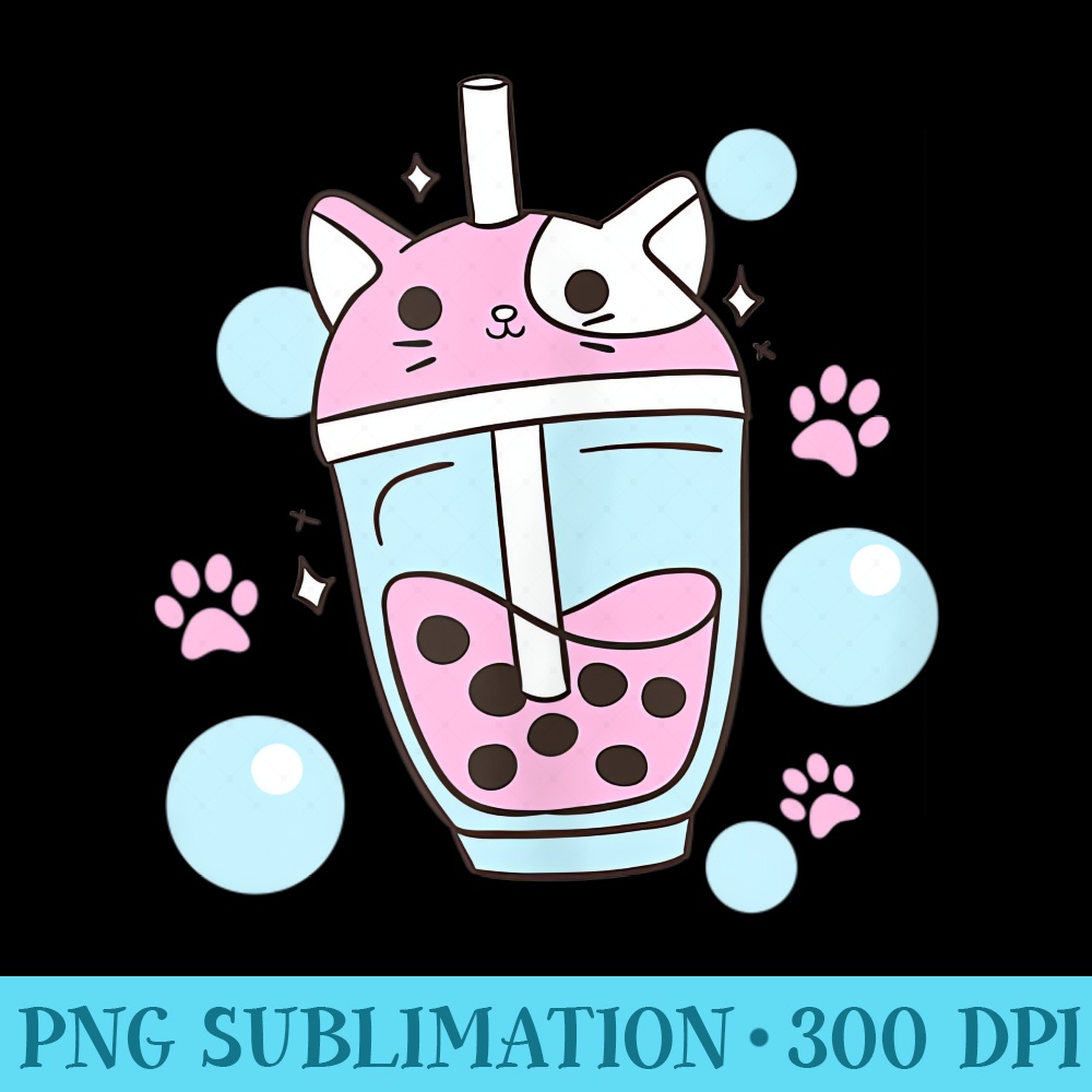 Cute Cat Boba Tea Bubble Tea - PNG Download Icon | Inspire Uplift