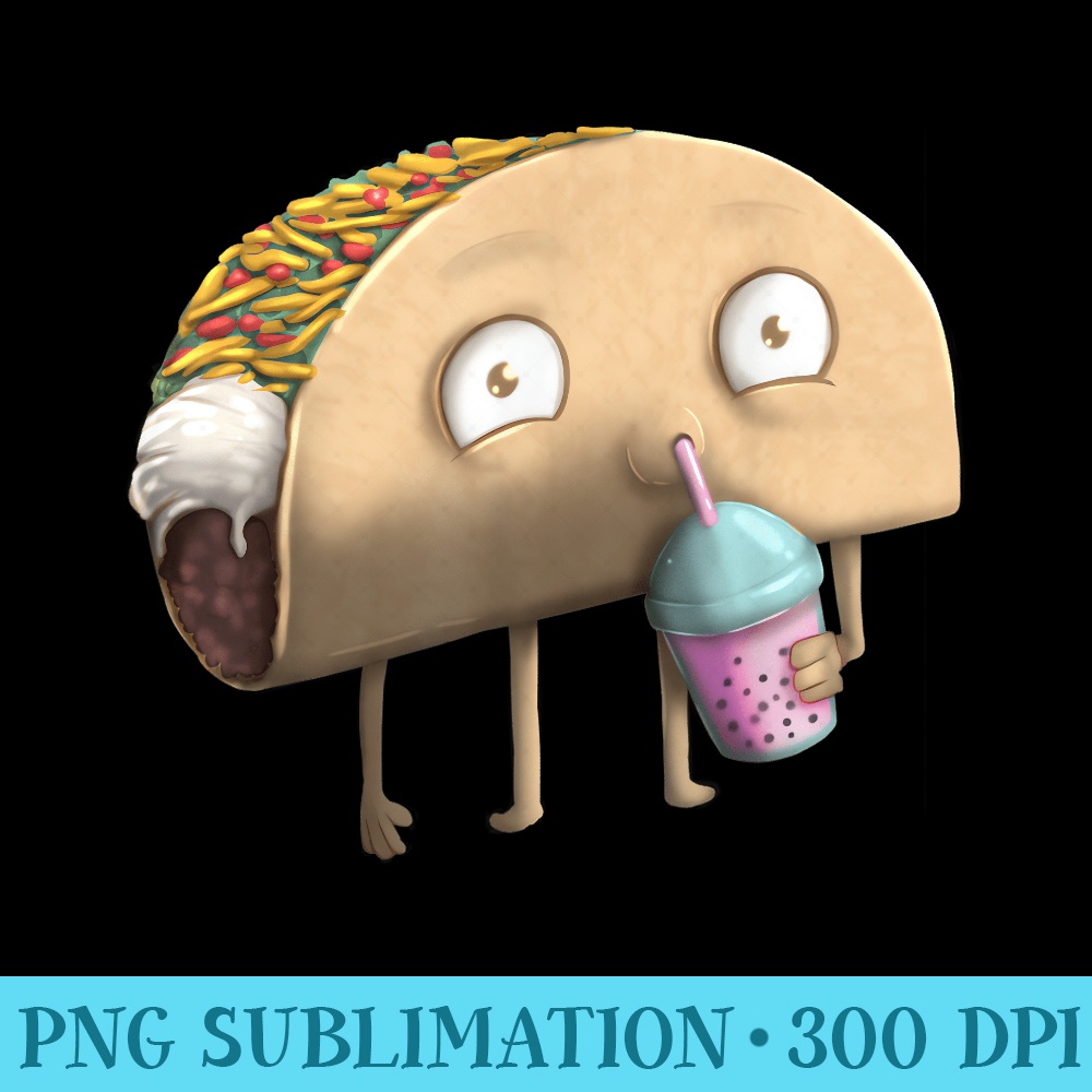 Taco Kawaii Boba Bubble Milk Tea Tapioca Pearls Mexican Food | Inspire ...