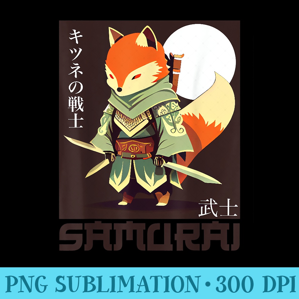 Japanese Samurai Fox with Writing and Moonlight - PNG Downlo | Inspire ...
