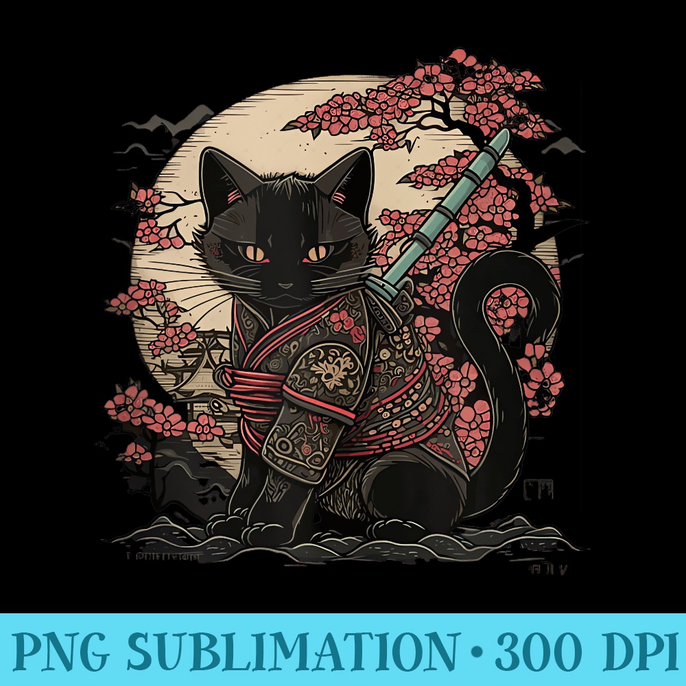 Japanese Samurai Cat Tattoo, Vintage Kawaii Ninja - Download | Inspire ...