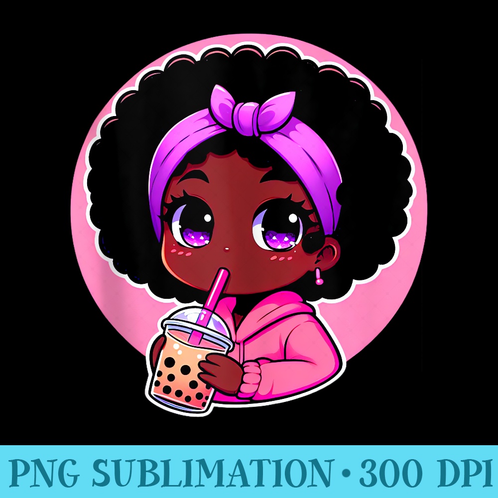 Black Girl Boba Tea African American Bubble Tea Girl - Subli | Inspire ...