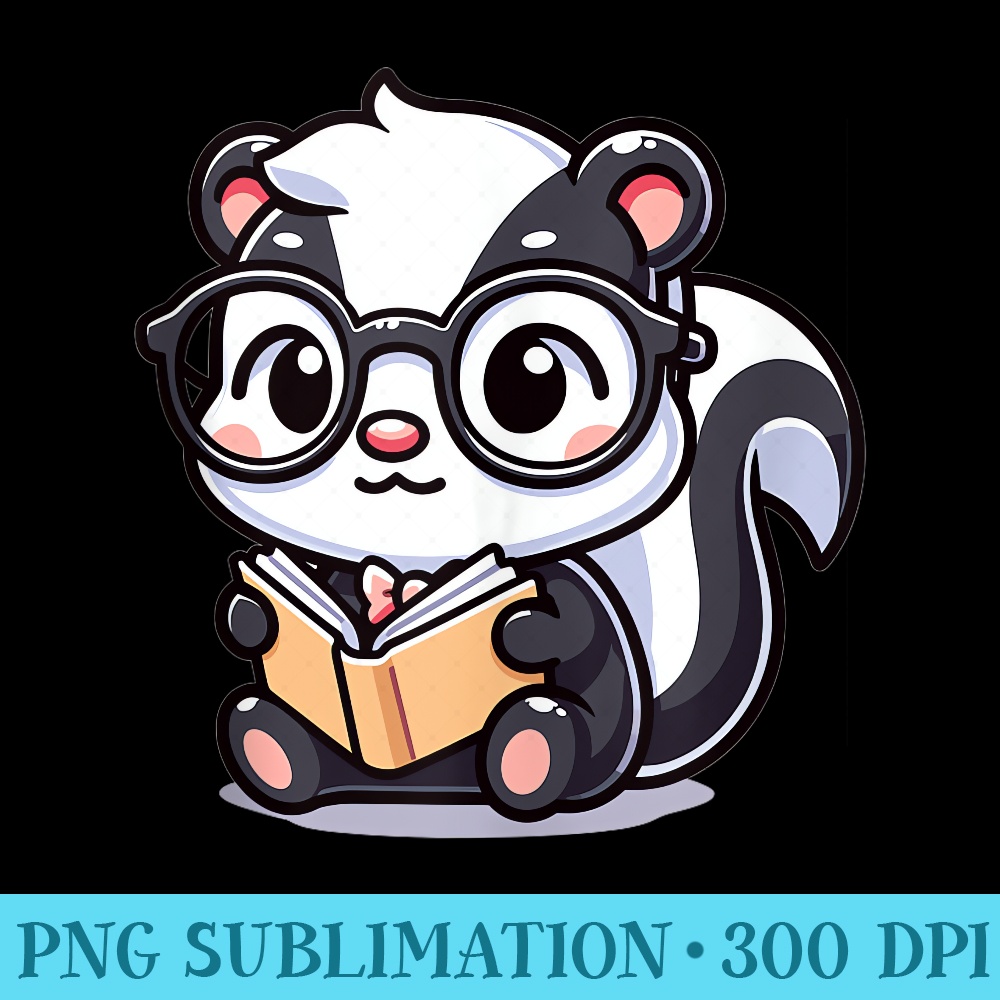 Adorable Book Lover Skunk With Reading Glasses Cute - High Q | Inspire ...