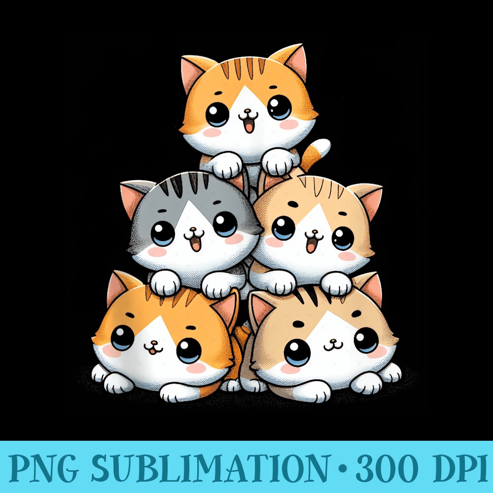 Pile Of Kitty Cats Pile Kawaii Neko Chibi Meowtain Anime - S | Inspire ...