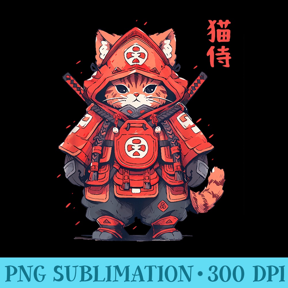 Kawaii Japanese Samurai Cat Ninja Orange Cat Kitten Warrior | Inspire ...