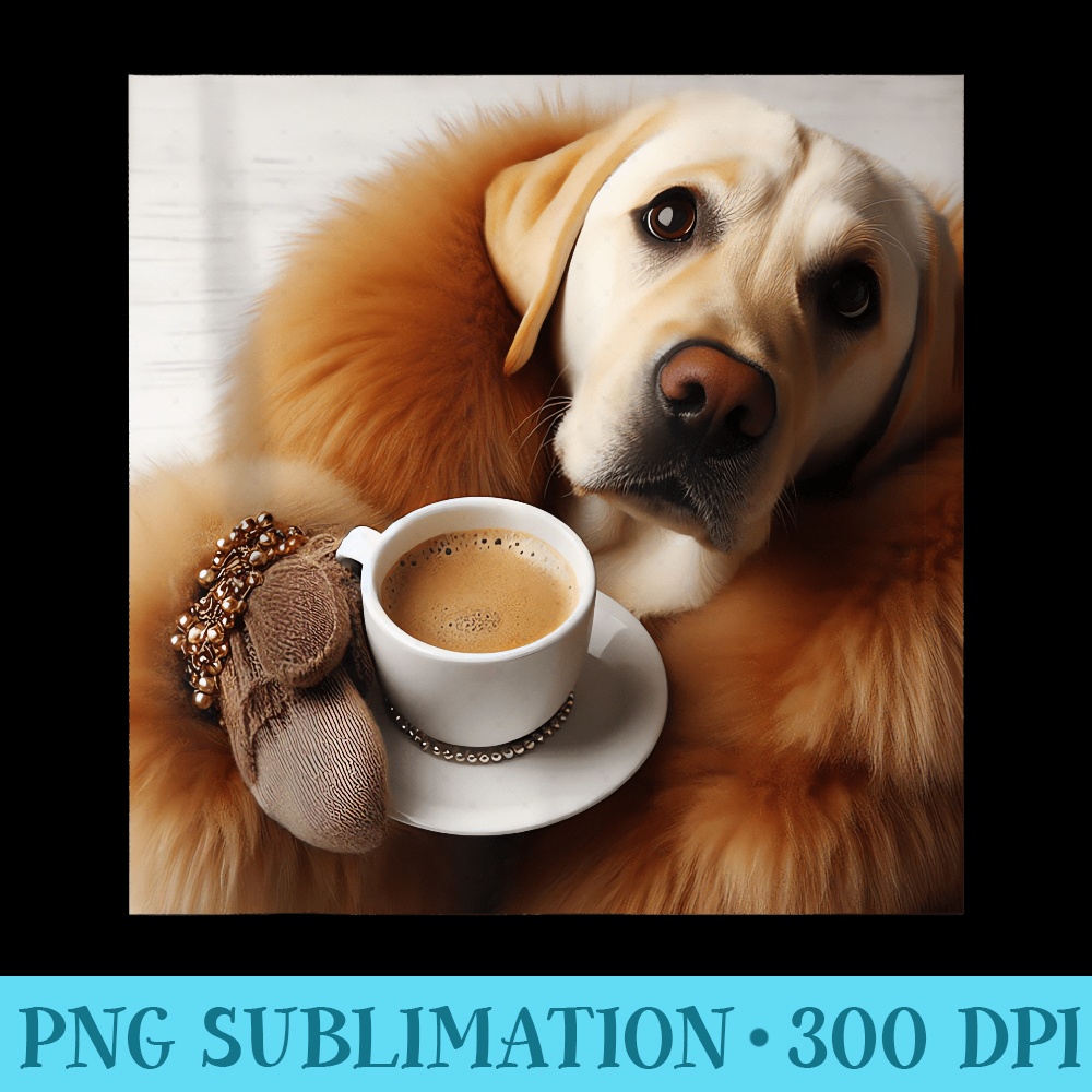 Labrador Retriever Dog Drinking Coffee - High Resolution PNG | Inspire ...