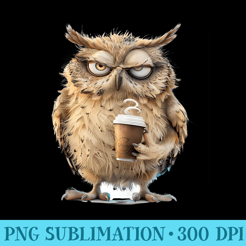 Funny Cute Owl Drink Coffee For Owl Lover - Shirt Printing T | Inspire ...