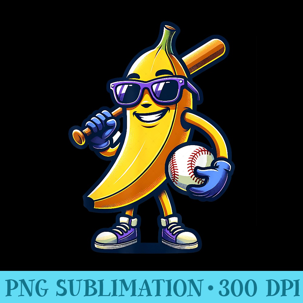 Banana Playing Baseball Fruit Lover Baseball Player - PNG Do | Inspire ...
