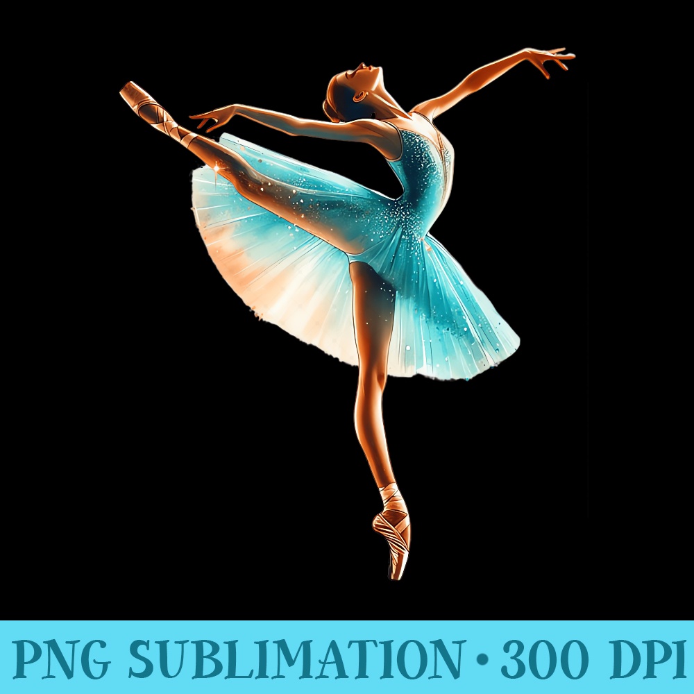 Turquoise Ballerina Girl Dancing Ballet Watercolor Premium - | Inspire ...
